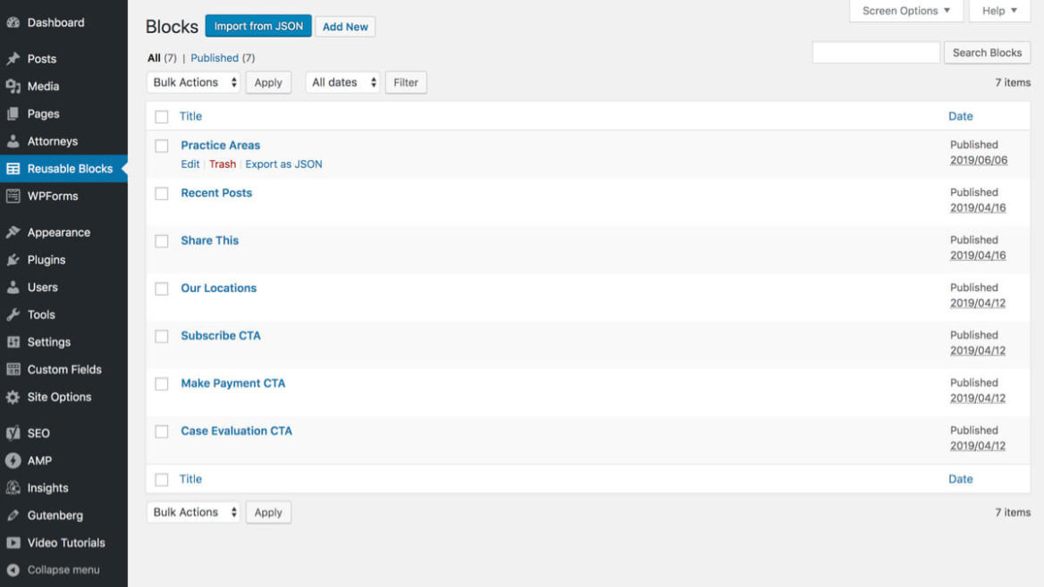 Reusable Blocks accessible in WordPress admin area - Bill Erickson
